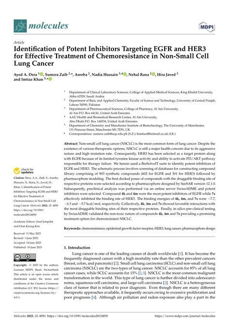 Pdf Identification Of Potent Inhibitors Targeting Egfr And Her3 For