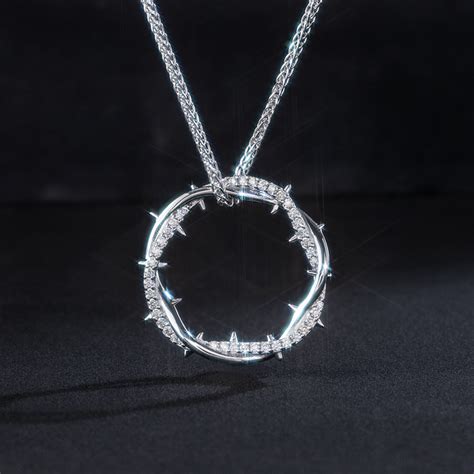 S925 Sterling Silver Moissanite Crown Of Throns Pendant With Franco