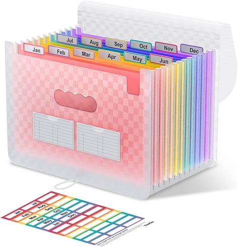 ThinkTex Accordion File Organiser 12 Pockets Expanding File Folders Portable Monthly Bill