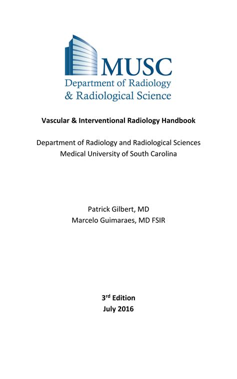 Solution Vascular Interventional Radiology Handbook Department Of Radiology And Radiological