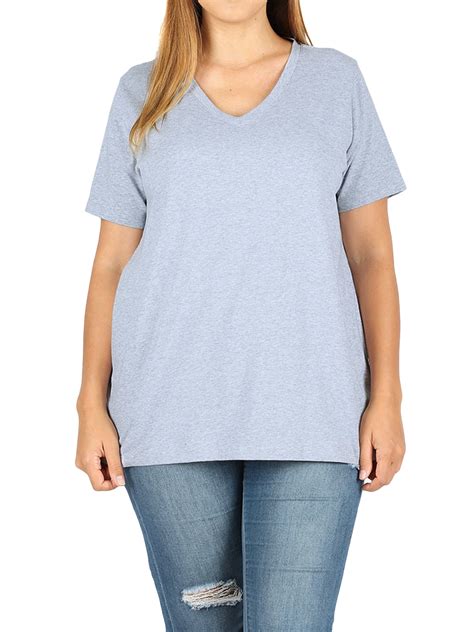 Zenana Women And Plus Size Cotton V Neck Short Sleeve Casual Basic Tee