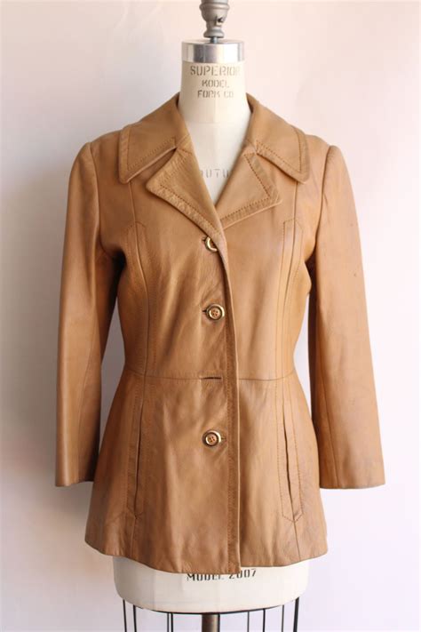Vintage 1970s Danaya Tan Leather Jacket Toadstool Farm Vintage