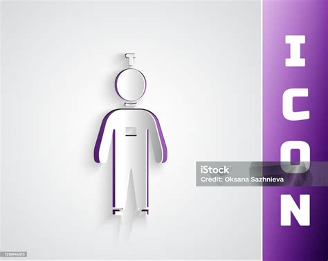 회색 배경에 고립 된 종이 컷 우주 비행사 아이콘 종이 아트 스타일입니다 벡터 일러스트레이션 과학에 대한 스톡 벡터 아트 및