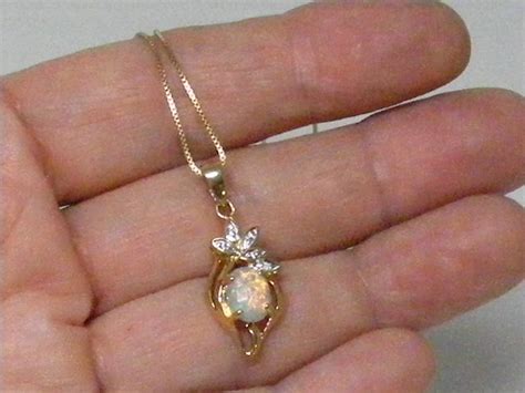 Vintage Created Opal Pendant With Chain In Gold Over Sterling Lot