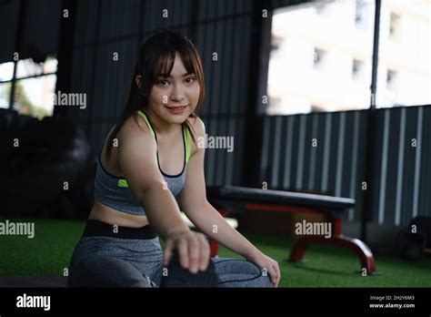 Sport Woman Warm Up Before Exercise In Fitness Gym Portrait Sport And