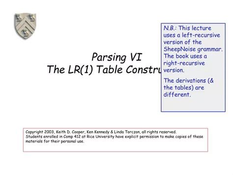 Ppt Parsing Vi The Lr1 Table Construction Powerpoint Presentation Free Download Id201418