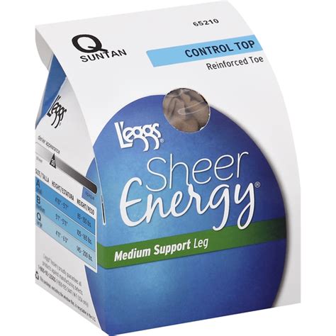 Leggs Sheer Energy Pantyhose Medium Support Leg Control Top