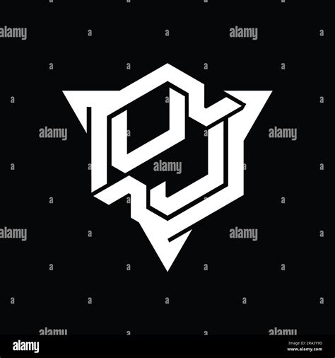 Uj Letter Logo Monogram Hexagon Shape With Triangle Outline Gaming