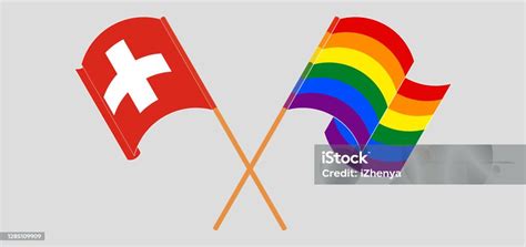 스위스와 Lgbtq의 교차하고 흔들리는 깃발 0명에 대한 스톡 벡터 아트 및 기타 이미지 0명 6 Lgbtqia 문화