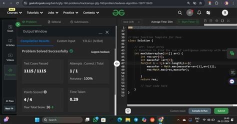 Geeksforgeeks Kadanealgorithm Problemsolving Codingchallenge Saloni Pawar