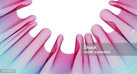 흐르는 입자 프레임의 물결 부드러운 곡선 모양 라인 입자 배열 흐름과 벡터 추상적 인 배경 3d 모양 점 혼합 메쉬 미래 기술 유용한 테두리 3차원 형태에 대한 스톡 벡터