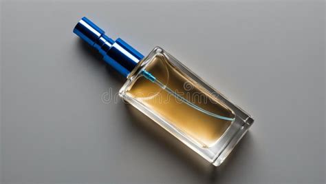 Aesthetic Perfume Bottle With Blue Nozzle Filled With Ai Generated