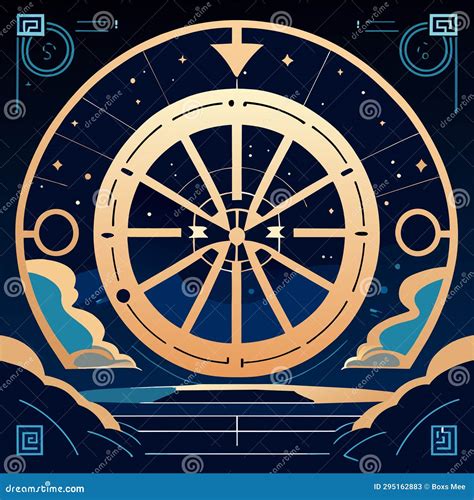 Navigation Banner With Compass Vector Illustration In Flat Linear Style Stock Vector