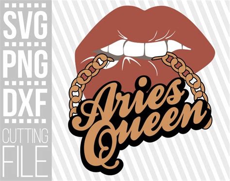 Aries Queen Svg Gold Chain Svg Biting Lips Svg Zodiac Sign Etsy
