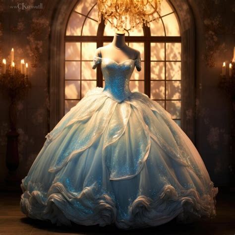 Premium AI Image Disney Princess Cinderella Ball Gown On A Display Big Glamorous On A Display