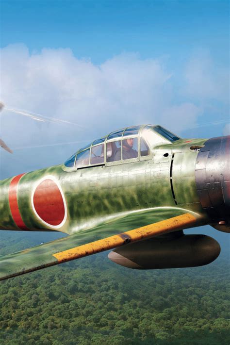 Download Wallpaper Japan Fighter Deck Ijn Mitsubishi A6m Zero Piotr Forkasiewicz A6m3 Zero