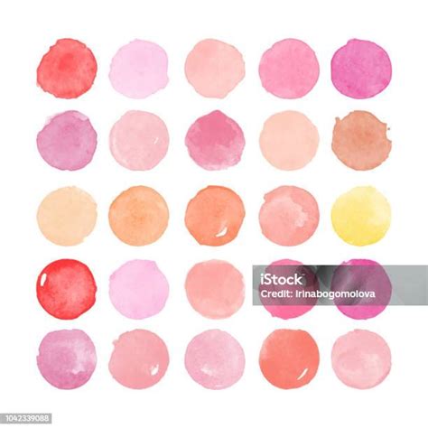 다채로운 수채화 손의 세트 그린 라운드 모양 얼룩 원형 Blob 흰색 절연 예술적 디자인에 대 한 그림 0명에 대한 스톡 벡터 아트 및 기타 이미지 Istock