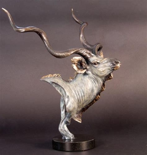 African Bronze Sculpture Silent Appraisal Kudu Jocelyn Russell