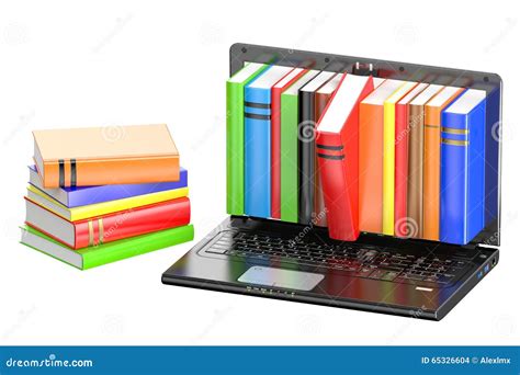 Компьтер книжка и стог книг цвета Иллюстрация штока иллюстрации