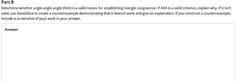 part b determine whether angle angle angle aaa is a valid means for
