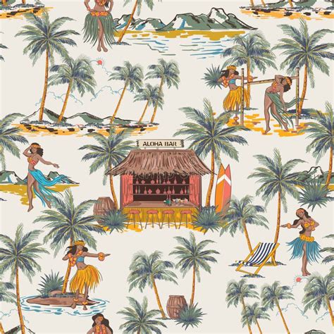 Beautiful Summer Tropical Hawaii Aloha Island Beach Vibes Seamless