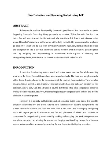 Fire Detection And Rescuing Robot Using Iot Pdf Firefighting Firefighter