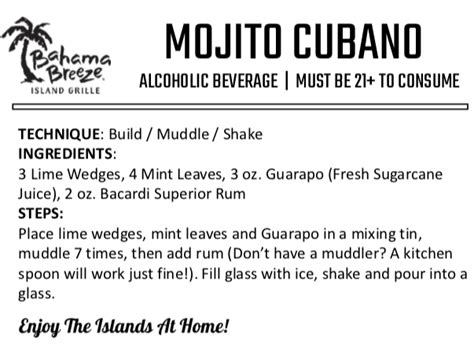Bahama Breeze Mojito Cubano Recipe Bryont Blog