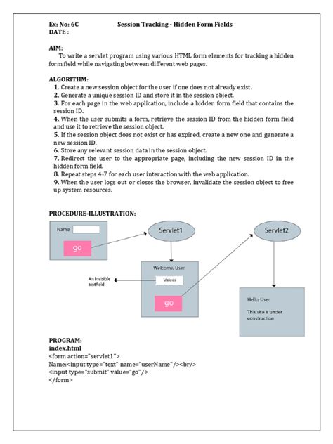 Ex 6c Session Tracking Using Hidden Form Fields Pdf Computer