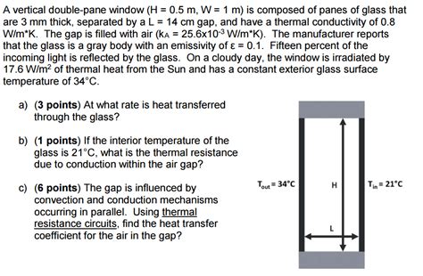Solved A Vertical Double Pane Window H M W M Is Chegg