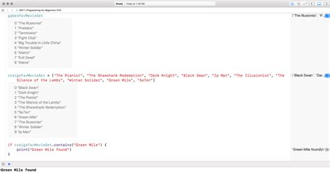 checking whether a set contains an item ios 12 programming for