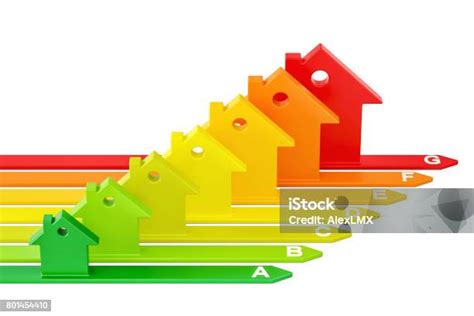 집에서 에너지 효율성 차트 3 차원 렌더링에 고립 된 흰색 배경 연료 및 전력 생산에 대한 스톡 사진 및 기타 이미지 연료