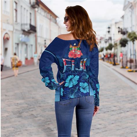 Fiji Custom Personalised Off Shoulder Sweatshirt Fijian Traditional