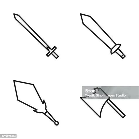 Editable Set Icon Of Sword Weapon Vector Illustration Isolated On White