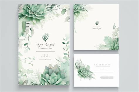 Premium Photo Greenery Succulent And Branches Wedding Invitation Card