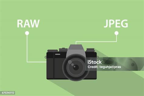 Membandingkan File Format Kamera Antara Format Raw Dan Ilustrasi Format Jpeg Dengan Ikon Kamera