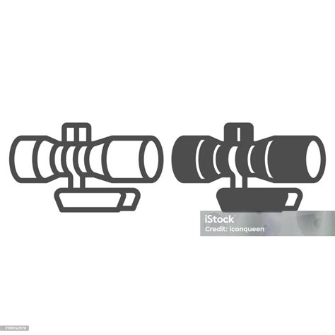 저격 소총 스코프 라인과 솔리드 아이콘 군사 광학 장비 개념 벡터 그래픽 큰 확대 축소 흰색 배경에 확대 도구 기호 모바일 또는 웹 디자인용 윤곽선 스타일 아이콘 Ak 47