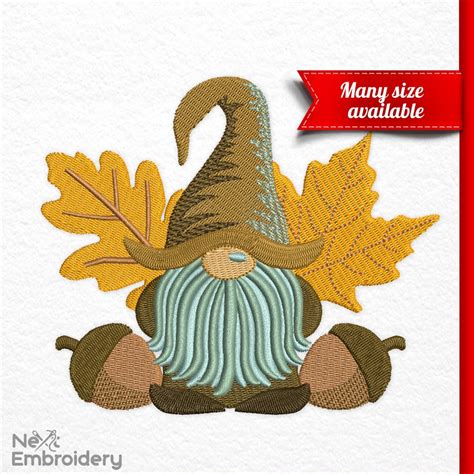 Happy Fall Gnome Embroidery Design Autumn Thanksgiving Gnome Etsy