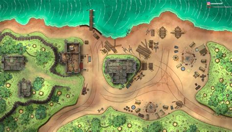 Loggers Camp But In The Jungle [70x40] Battlemaps