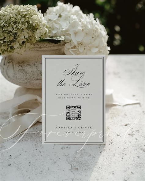 Editable Wedding Photo Share Sign Template Share The Love Qr Code Sign