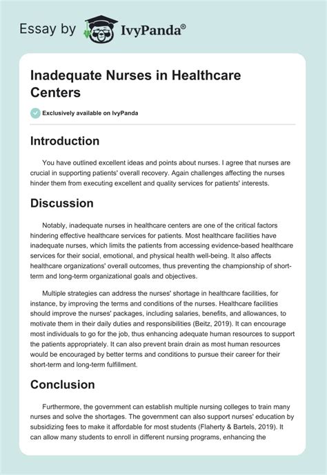 Inadequate Nurses In Healthcare Centers 307 Words Essay Example