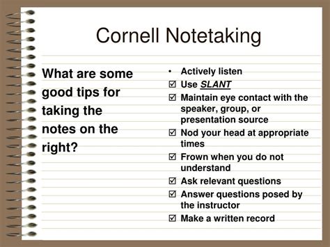PPT Cornell Notetaking PowerPoint Presentation Free Download ID 2747220