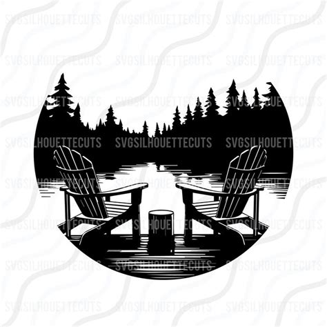 Lake Scene Adirondack Chair SVG Adirondack Chair SVG Cut Table Design