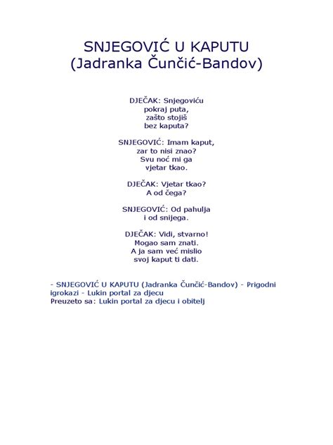 Snjegović U Kaputu Pdf