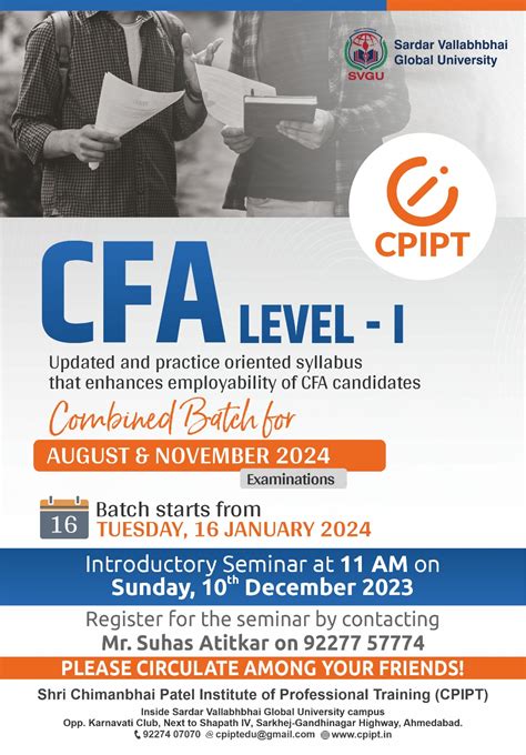 CFA Level Batch CHIMANBHAI PATEL INSTITUTE OF PROFESSIONAL