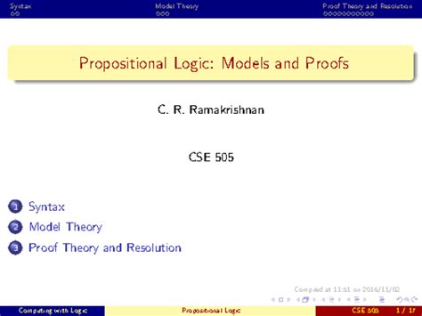 Lecture 4 Propositional Logic Models And Proofs Propositional