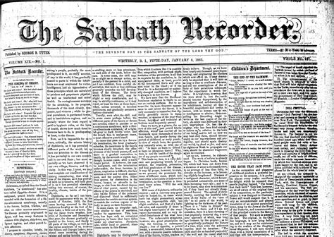 Sabbath Recorder Archives Volume 27 Sdb Historical Library And Archives