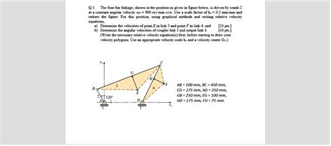 SOLVED The Four Bar Linkage Shown In The Position As Given In The