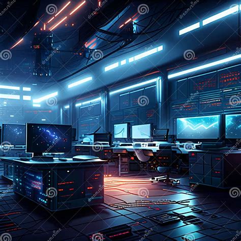 3d Rendering Of Futuristic Server Room High Tech Server Room Stock Illustration Illustration