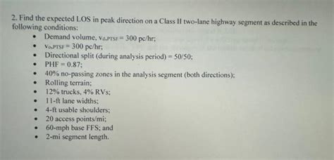 2 find the expected los in peak direction on a class