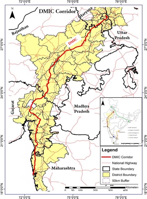 Study Area Of Dmic Corridor Source Image Generated By Authors